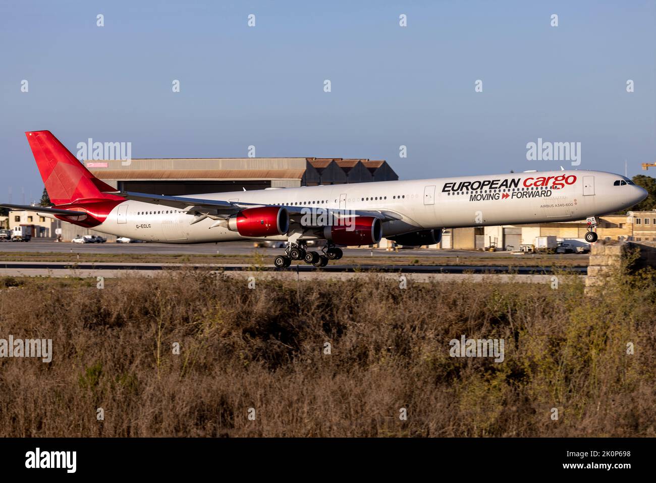 European Cargo Airbus A340-642 (REG: G-ECLC) landing runway 13 in the ...