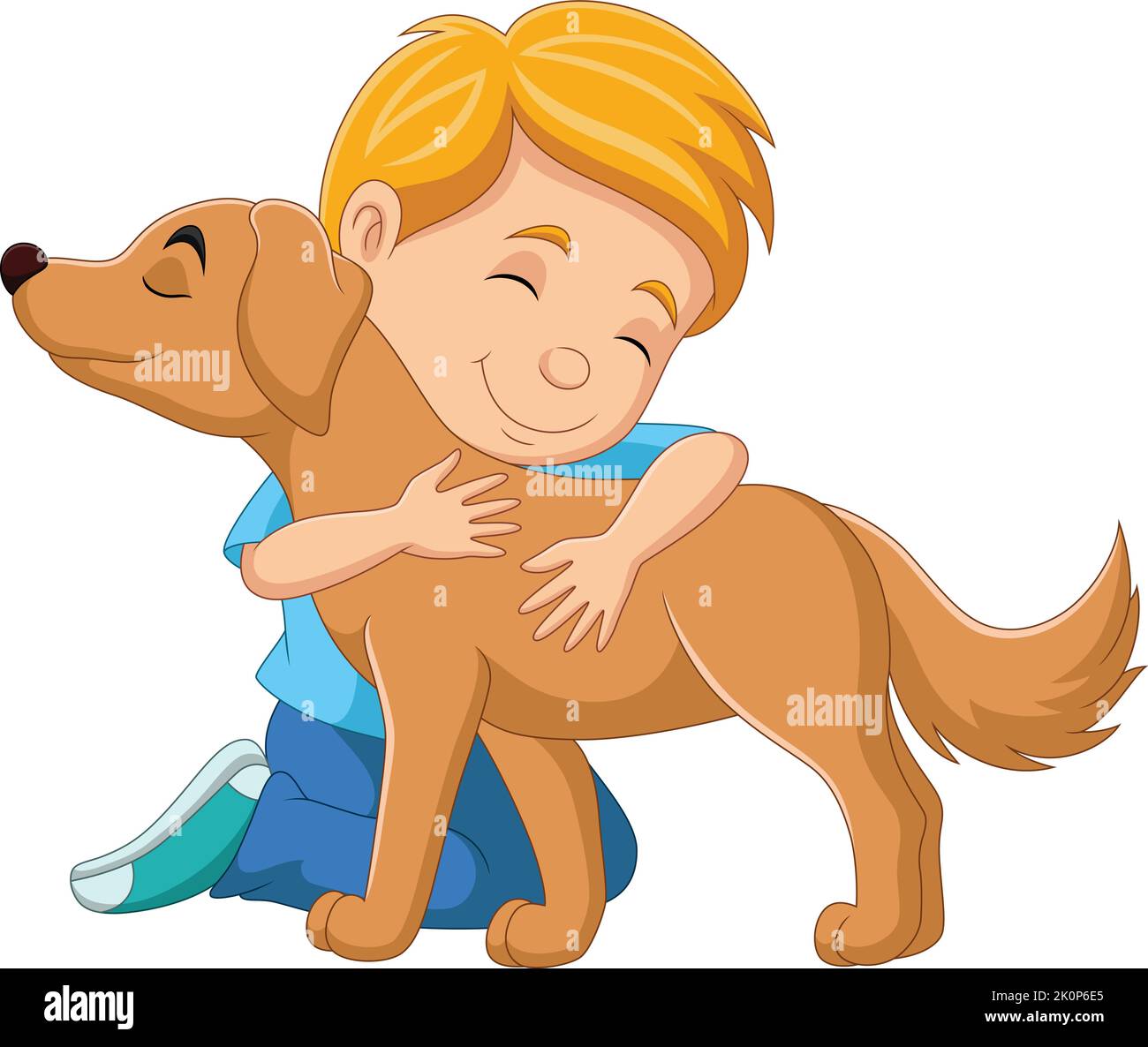 Cartoon boy hugging his dog Stock Vector Image & Art - Alamy