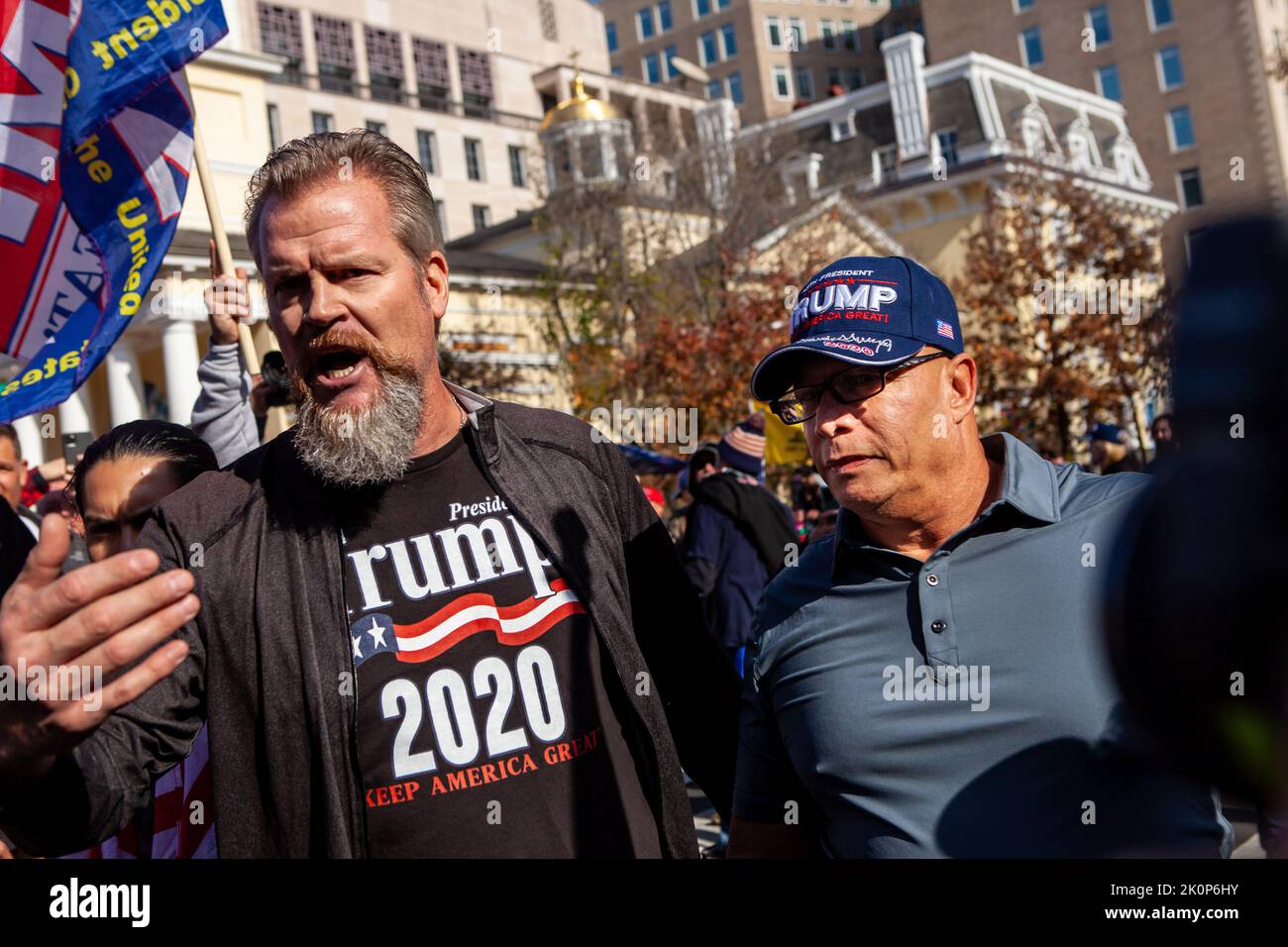 Washington, DC, USA. 13th Nov, 2020. Two Trump supporters harass an ...