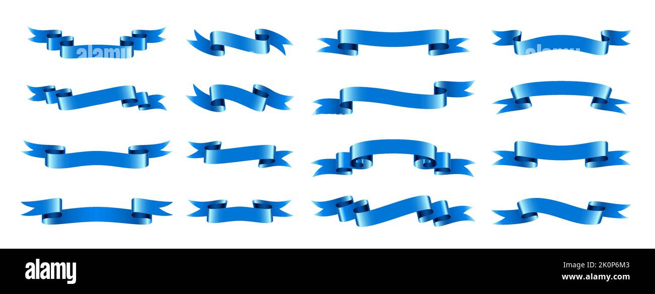 Ribbon blue sky satin glossy set. Different shapes vintage title text ...