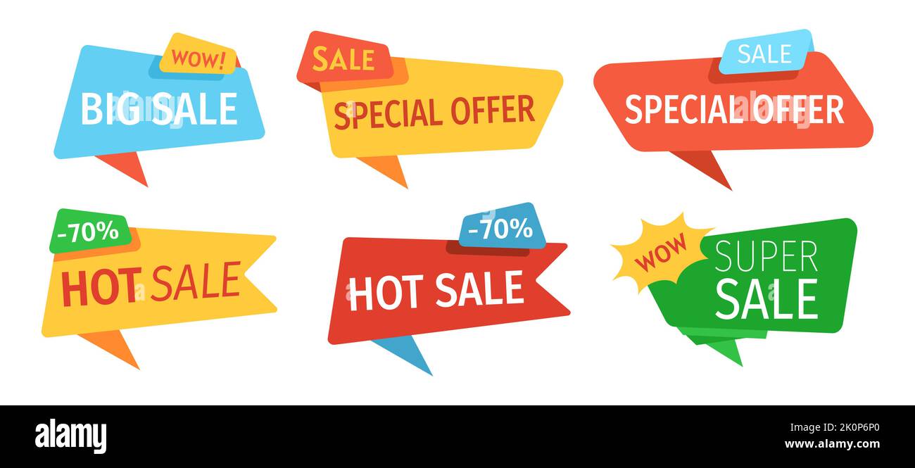 Sale banner tag template set. Advertising offer discount sign banner of ...