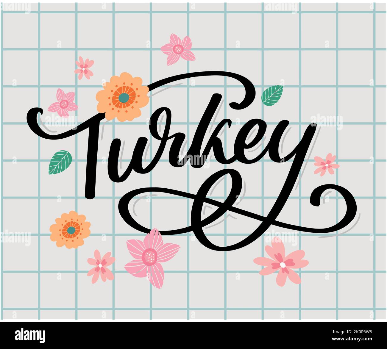 Turkey Lettering. Handwritten name of the country. Vector design ...