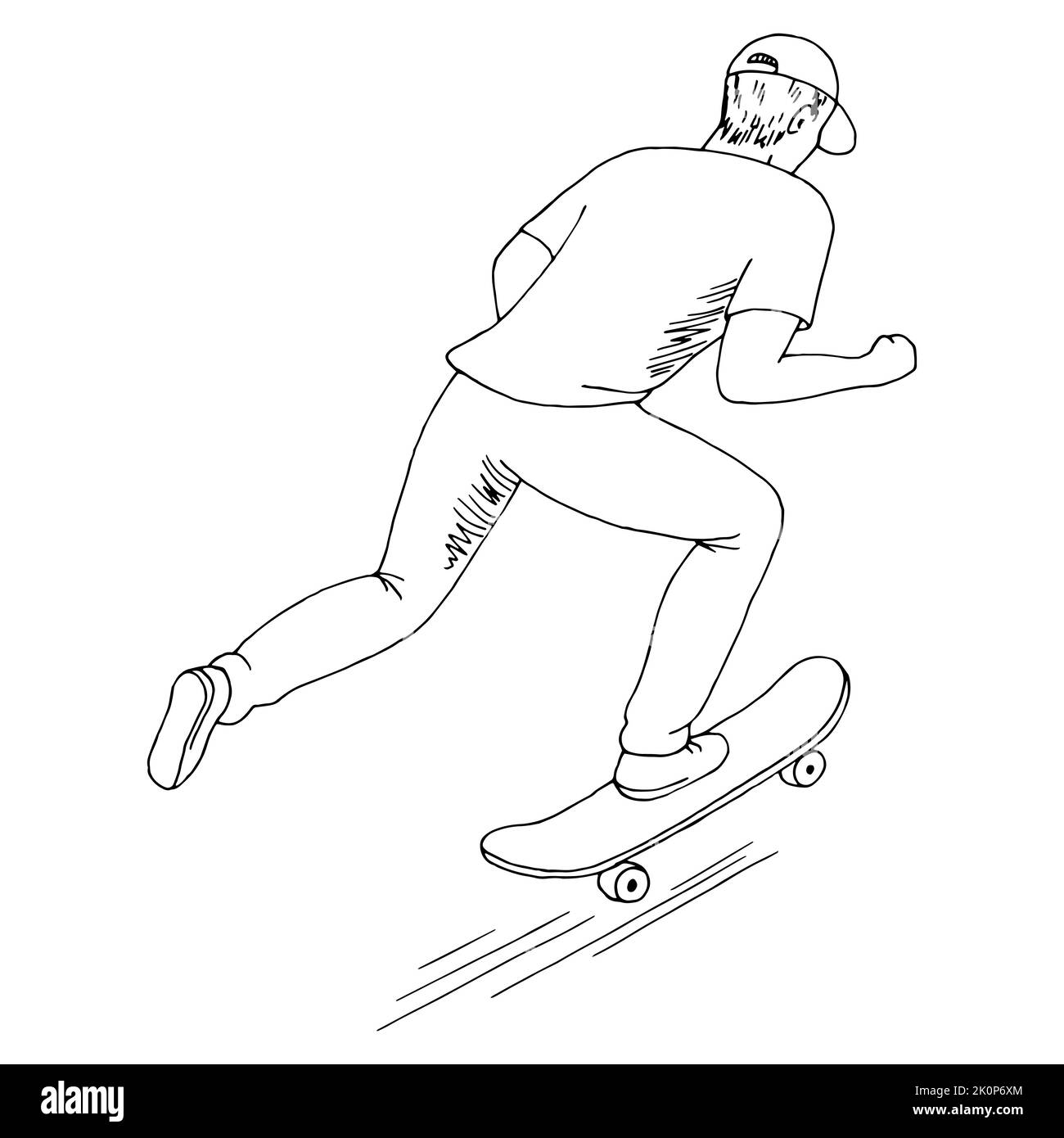 Skater graphic black white isolated sketch illustration vector Stock ...