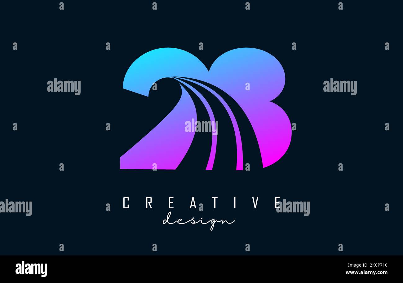 Colorful Creative number 28 2 8 logo with leading lines and road ...