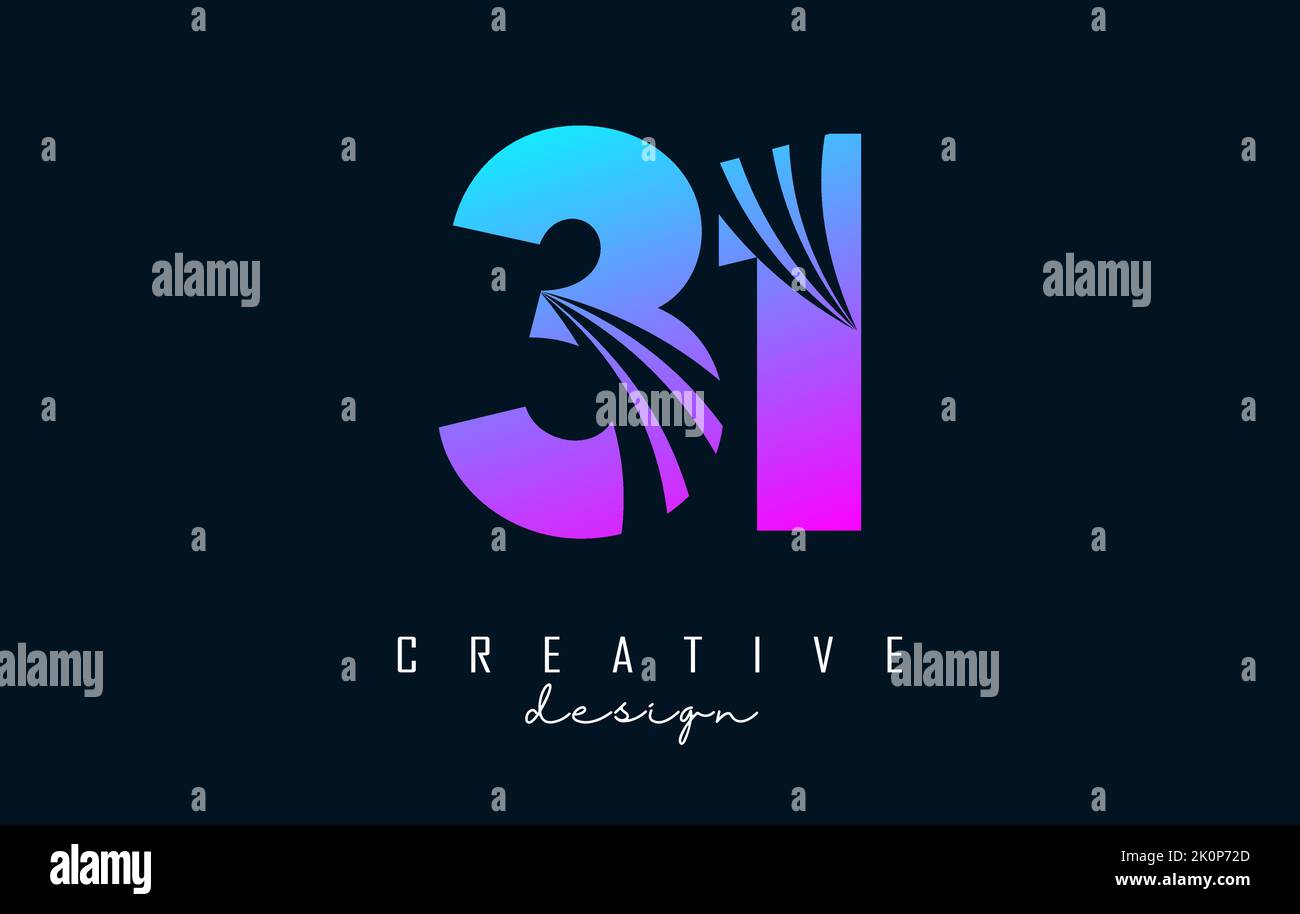 Colorful Creative number 31 3 1 logo with leading lines and road ...