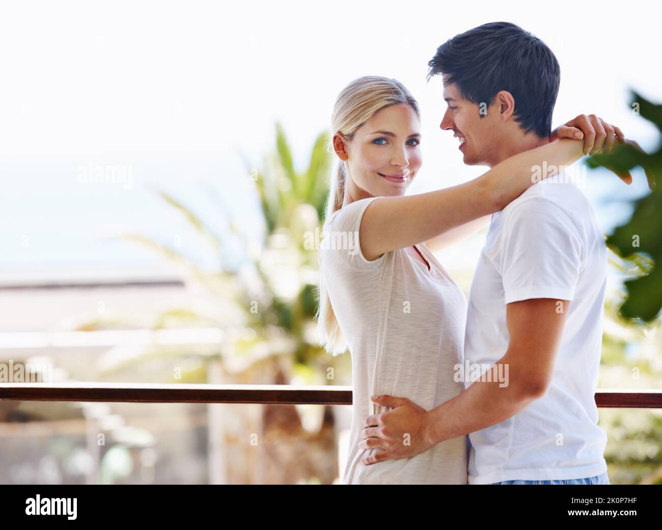 Happy honeymooning. a happy young couple sharing an affectionate moment ...