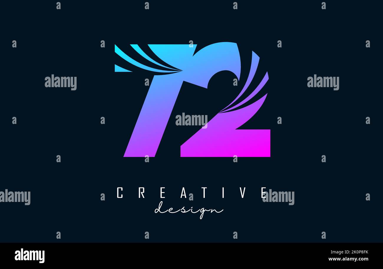 Colorful Creative number 72 7 2 logo with leading lines and road ...