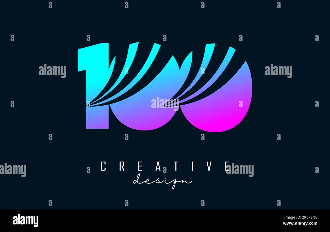 Colorful Creative number 100 1 0 logo with leading lines and road ...