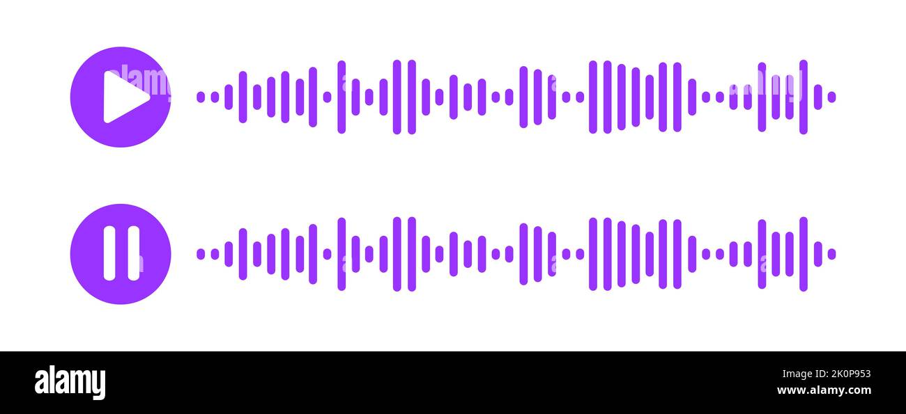 Sound voice message icons. Audio chat pictograms with playing and ...