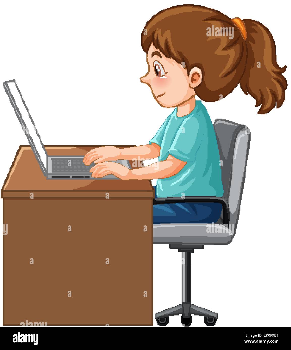 A girl using laptop cartoon illustration Stock Vector Image & Art - Alamy