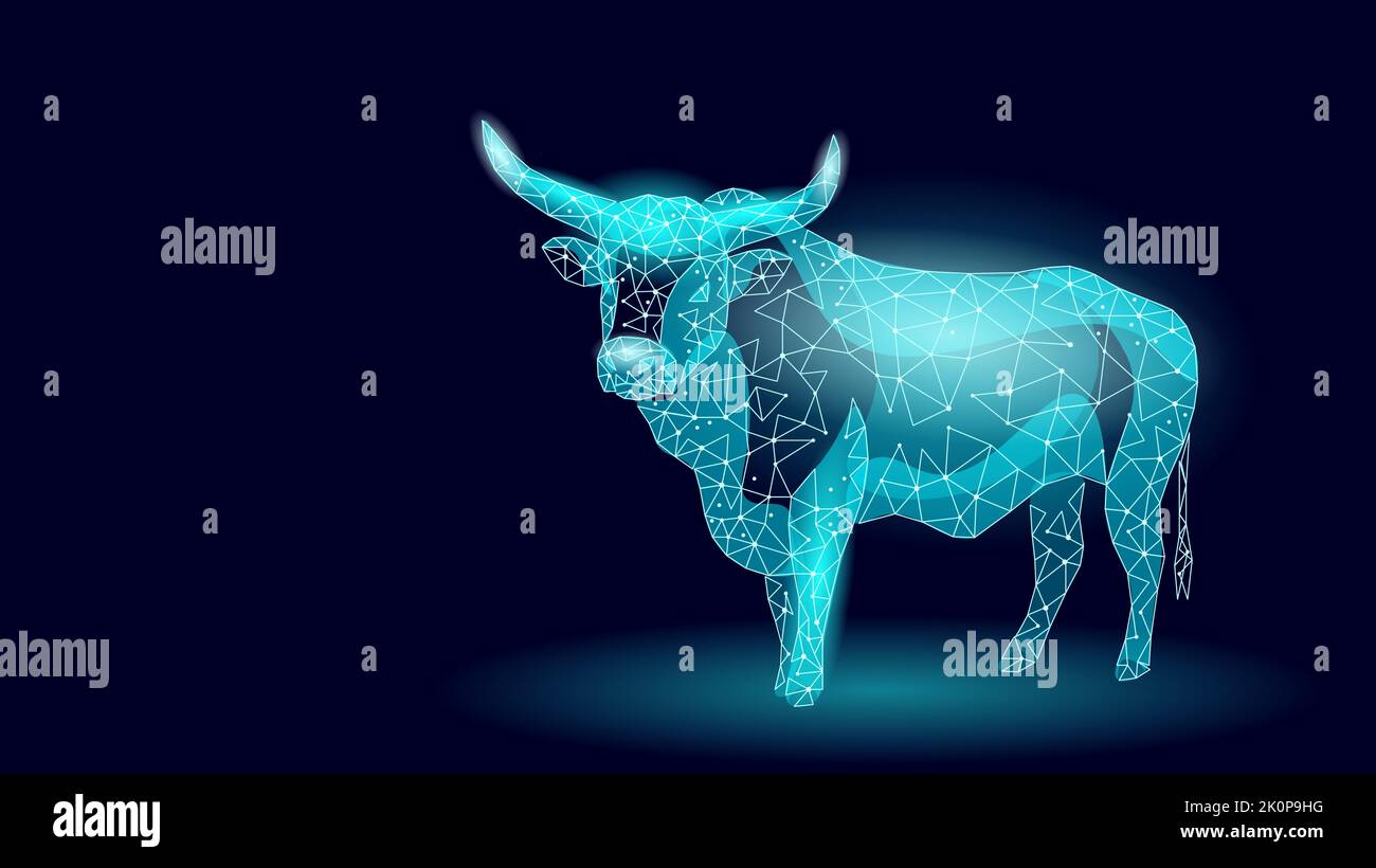 3D bull finance strategy concept. Low poly bullish business forex ...