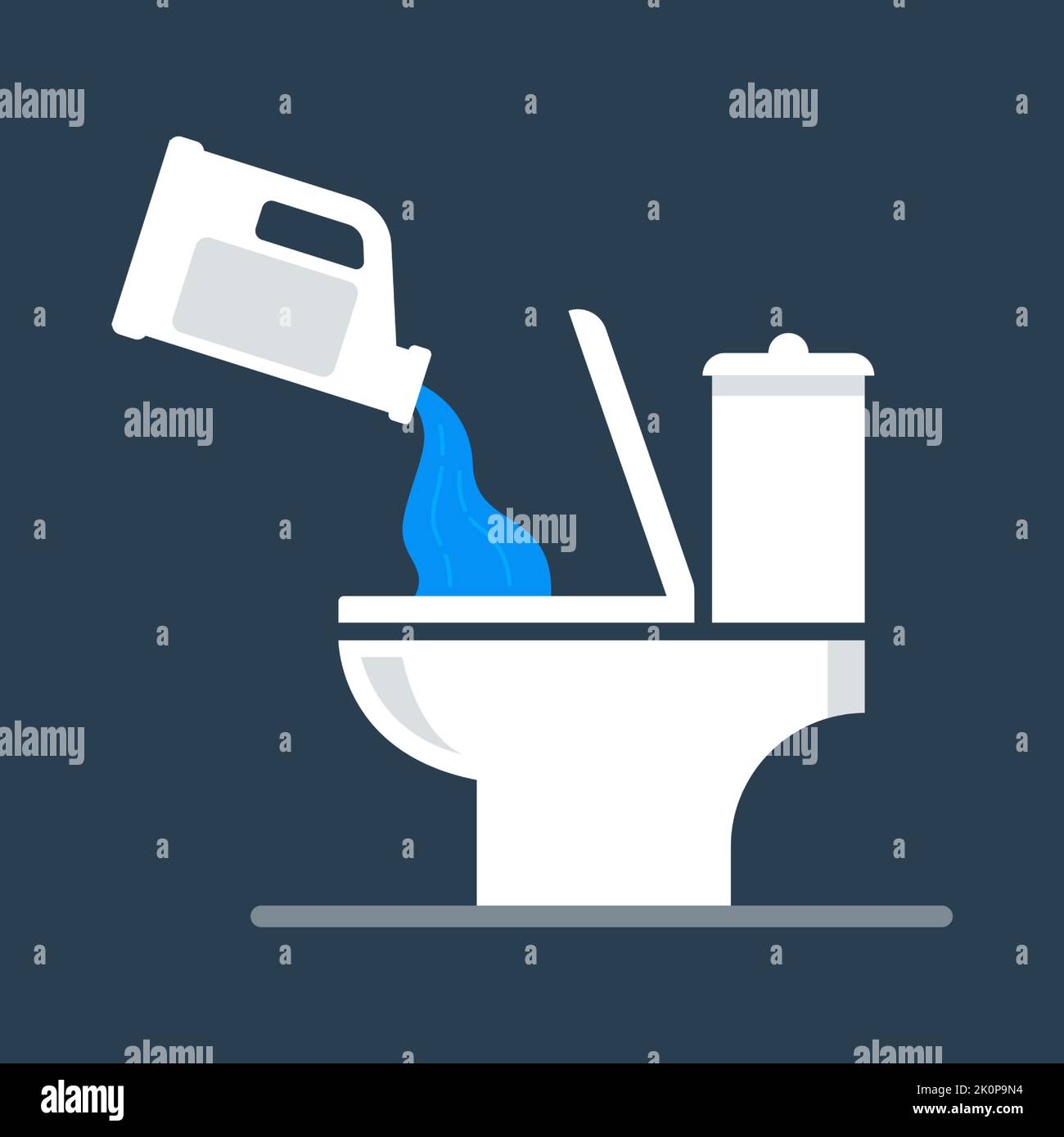 pour the cleaner down the toilet. toilet cleaning. flat vector ...