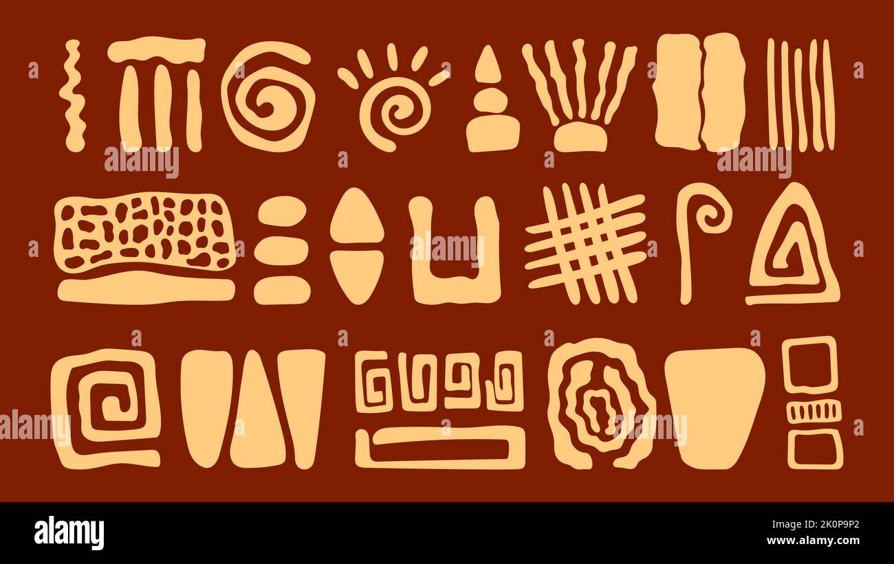 Various ethnic simple shapes. Abstract trendy african style doodle ...