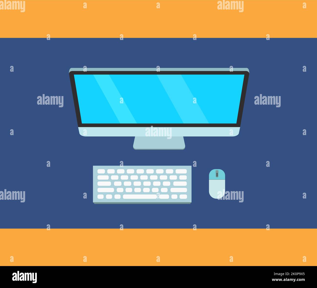 Computer Desktop Mouse Keyboard Top Perspective Desk Modern Technology ...