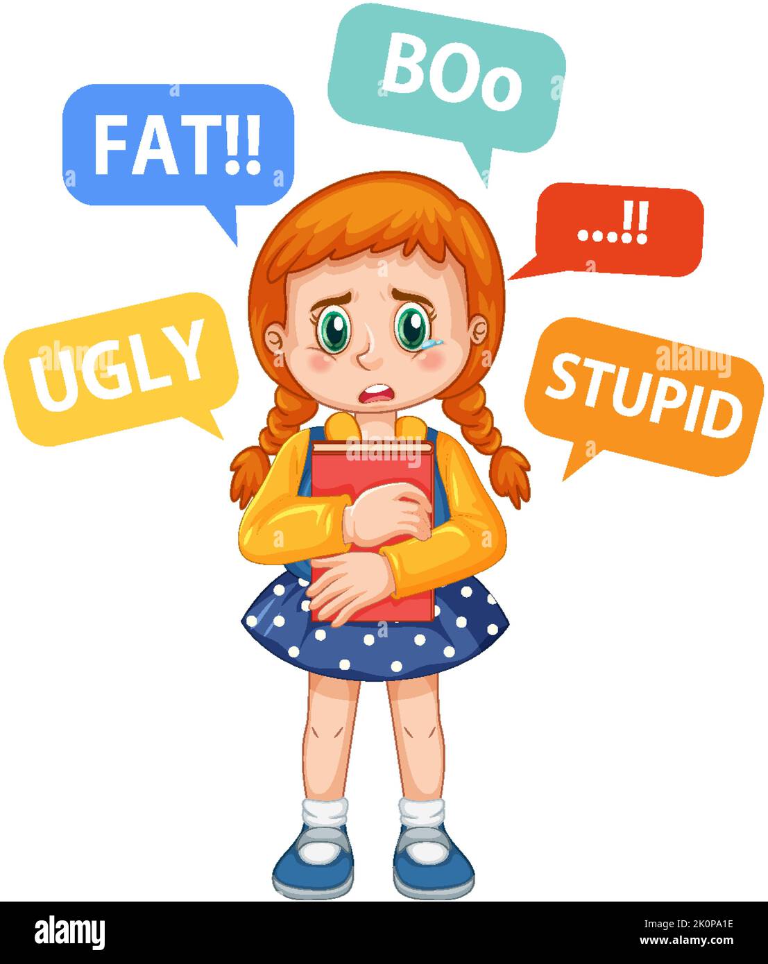 Sad girl surrounded by bullying words illustration Stock Vector Image ...