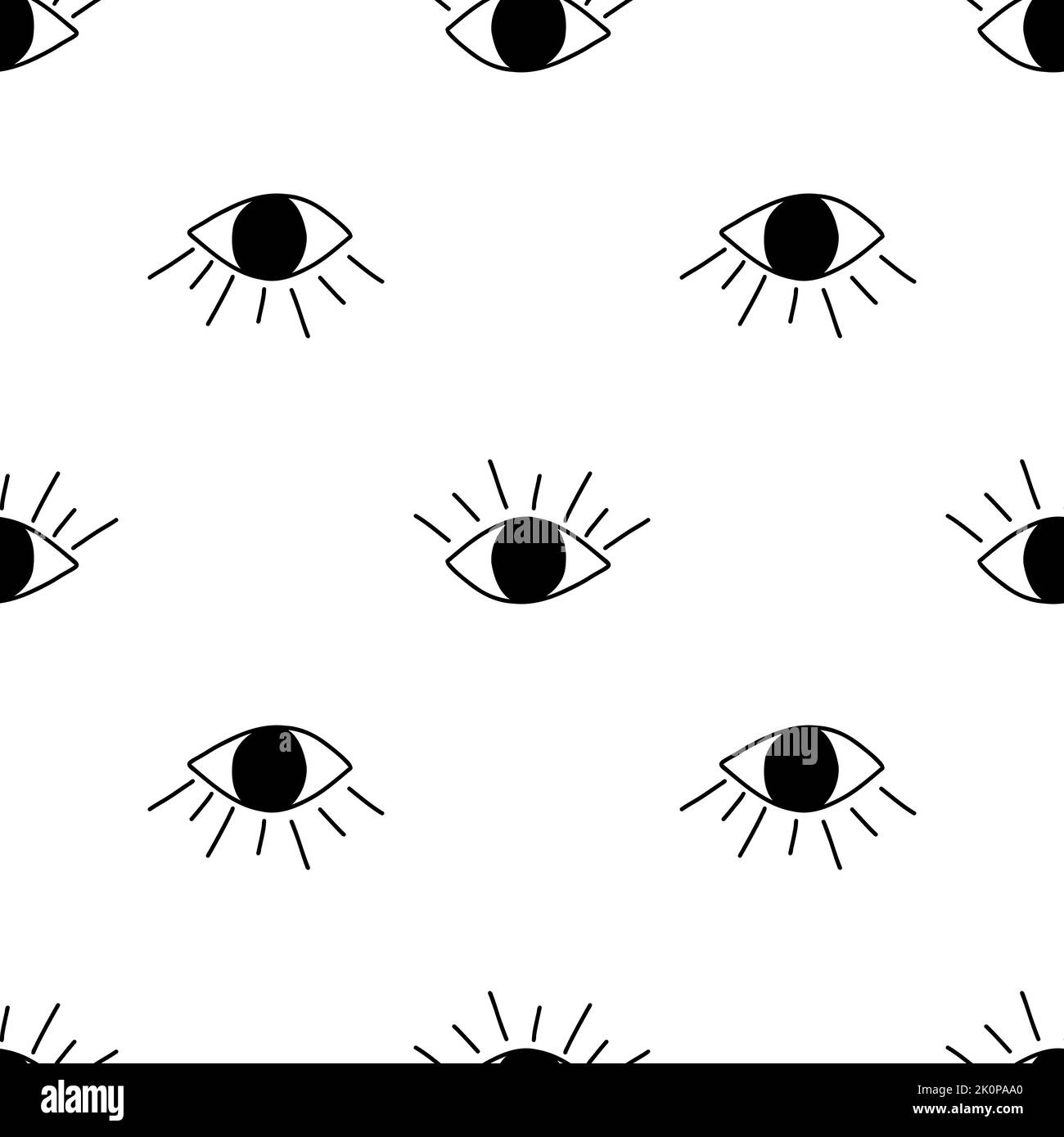 Doodle evil eye vector seamless pattern. Vector illustration of magic ...