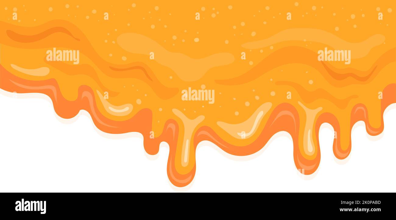 Border of flowing caramel. Melted toffee drop flow stream caremel cream ...