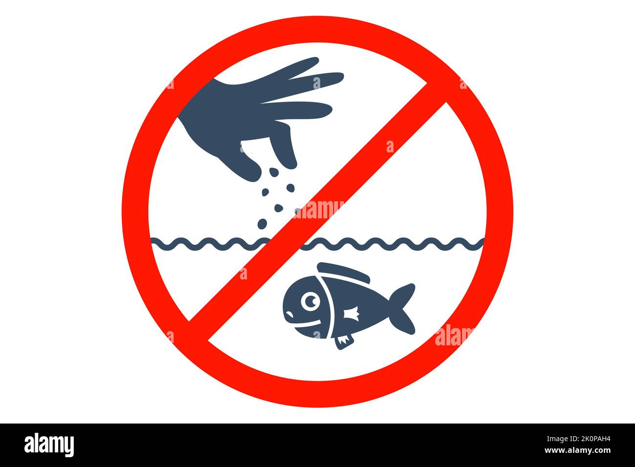 black icon forbidden to feed the fish. flat vector illustration Stock ...