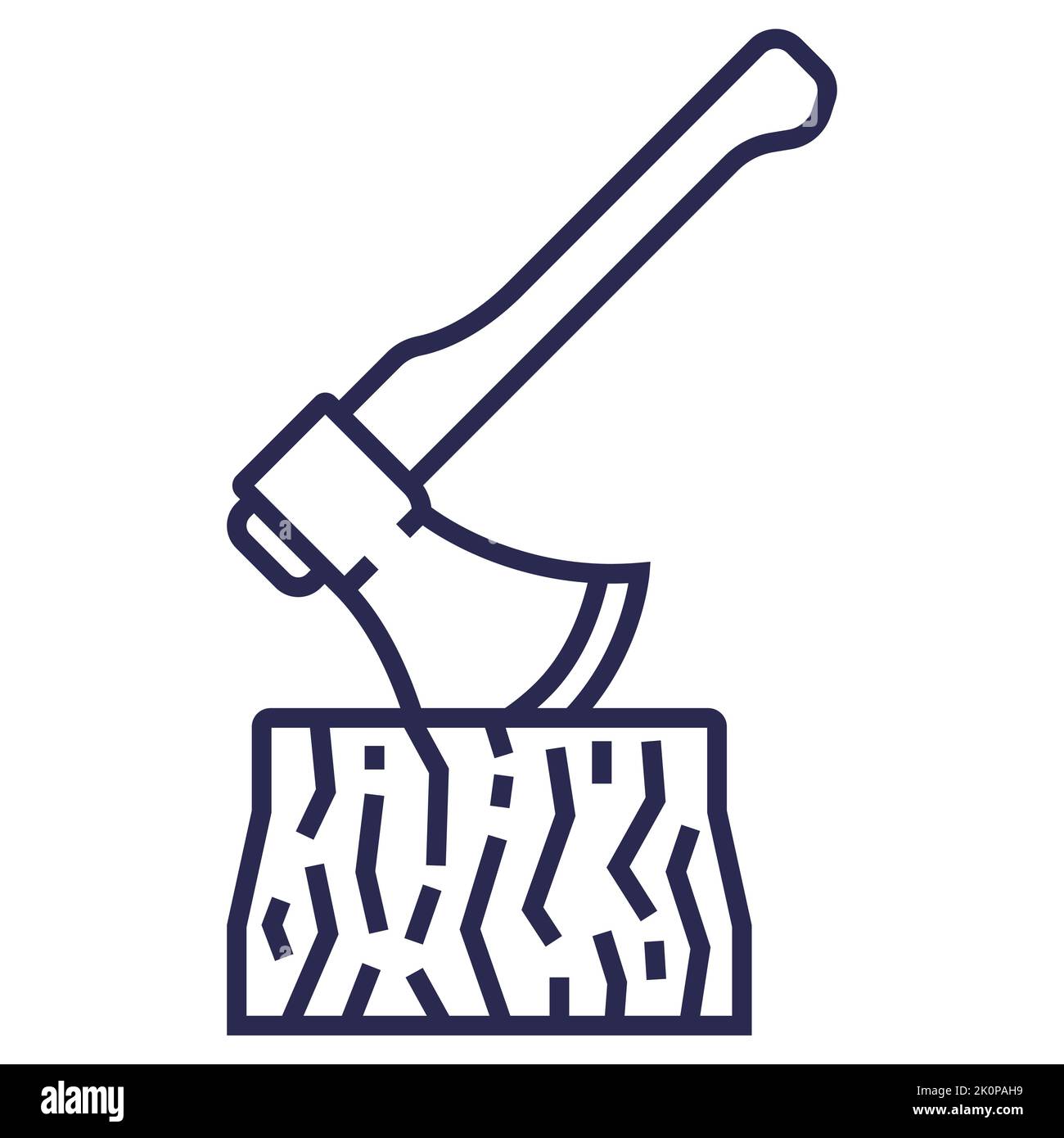 black icon of an ax stuck in a stump. flat vector illustration Stock ...