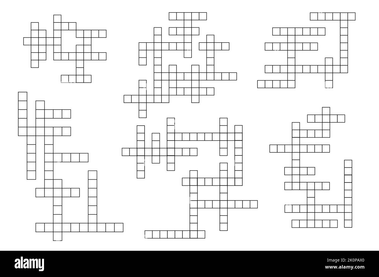 Crossword Game Grids Vocabulary Vector Playing Activity Or Text Puzzle With Words Finding Task
