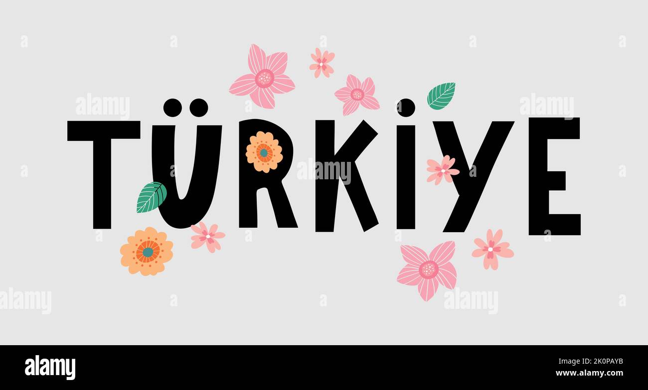 Turkey Lettering. Handwritten name of the country. Vector design ...