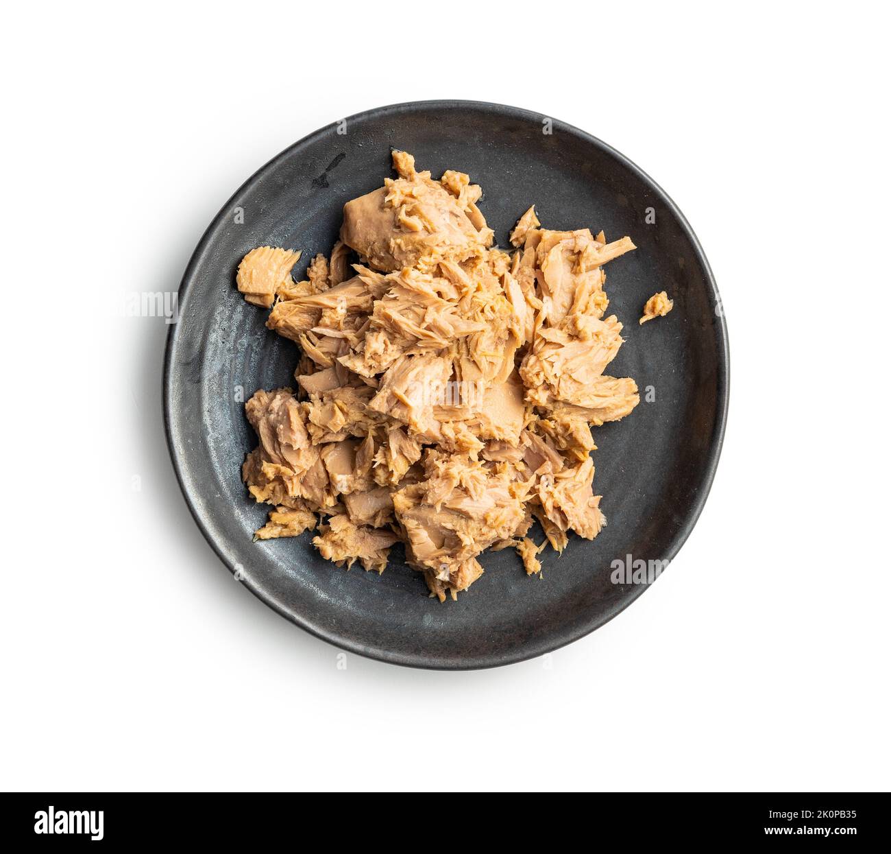 Canned tuna fish on plate isolated on the white background Stock Photo ...