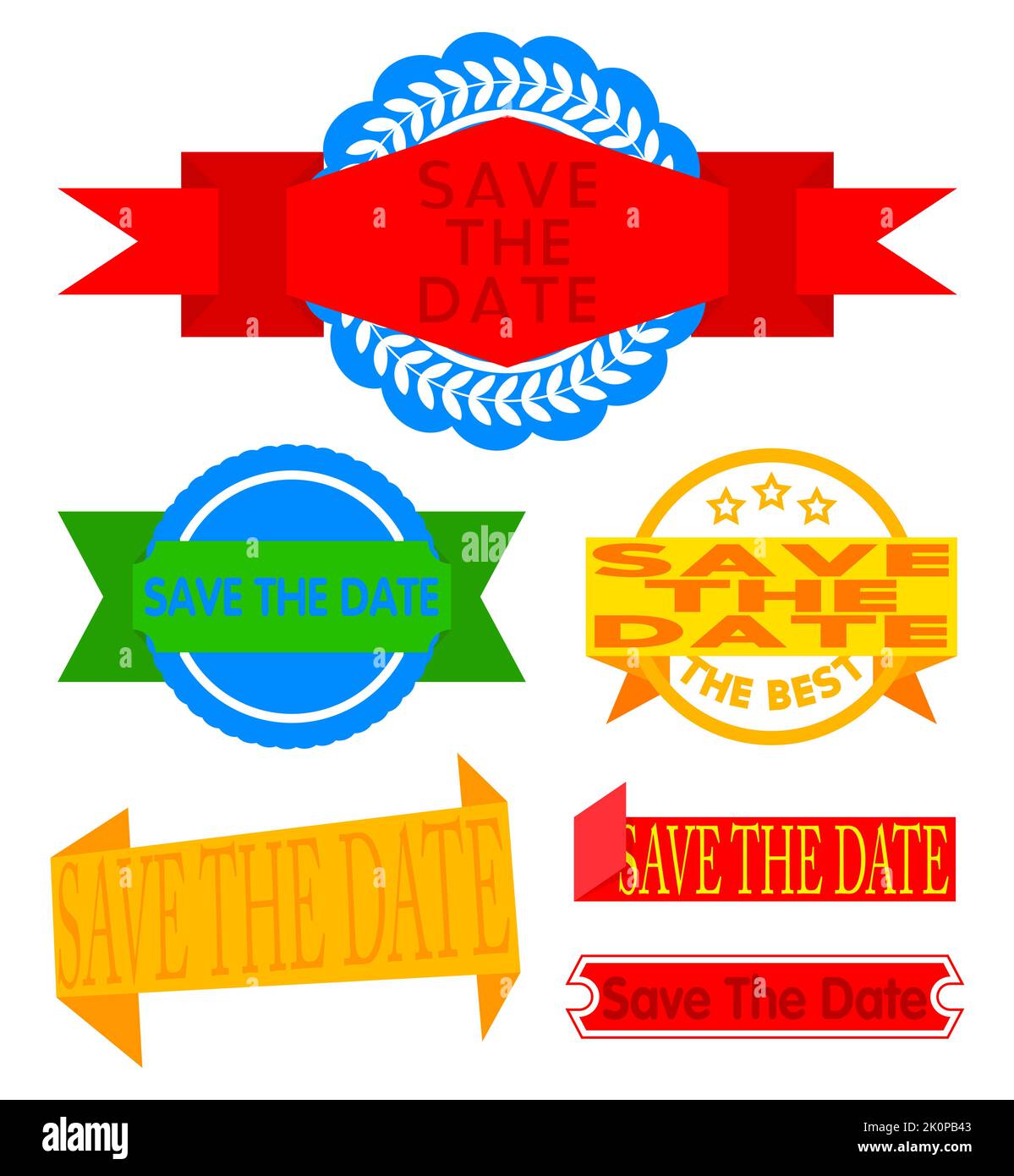 Set Of Ribbon With Save The Date Text Banner Template Label Sticker Sign Stock Vector Image