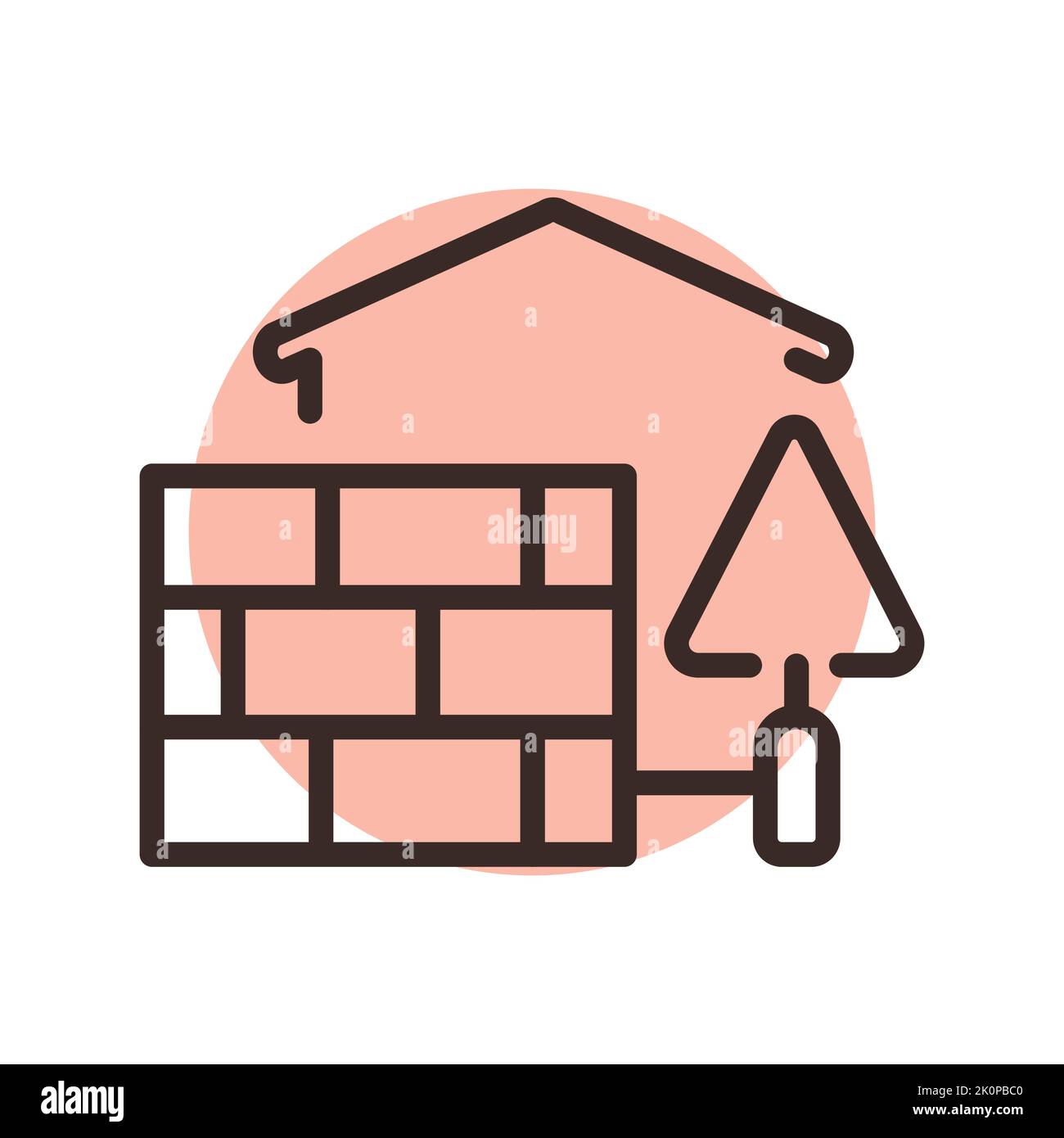 Building walls at home line icon. Building construction Stock Vector ...
