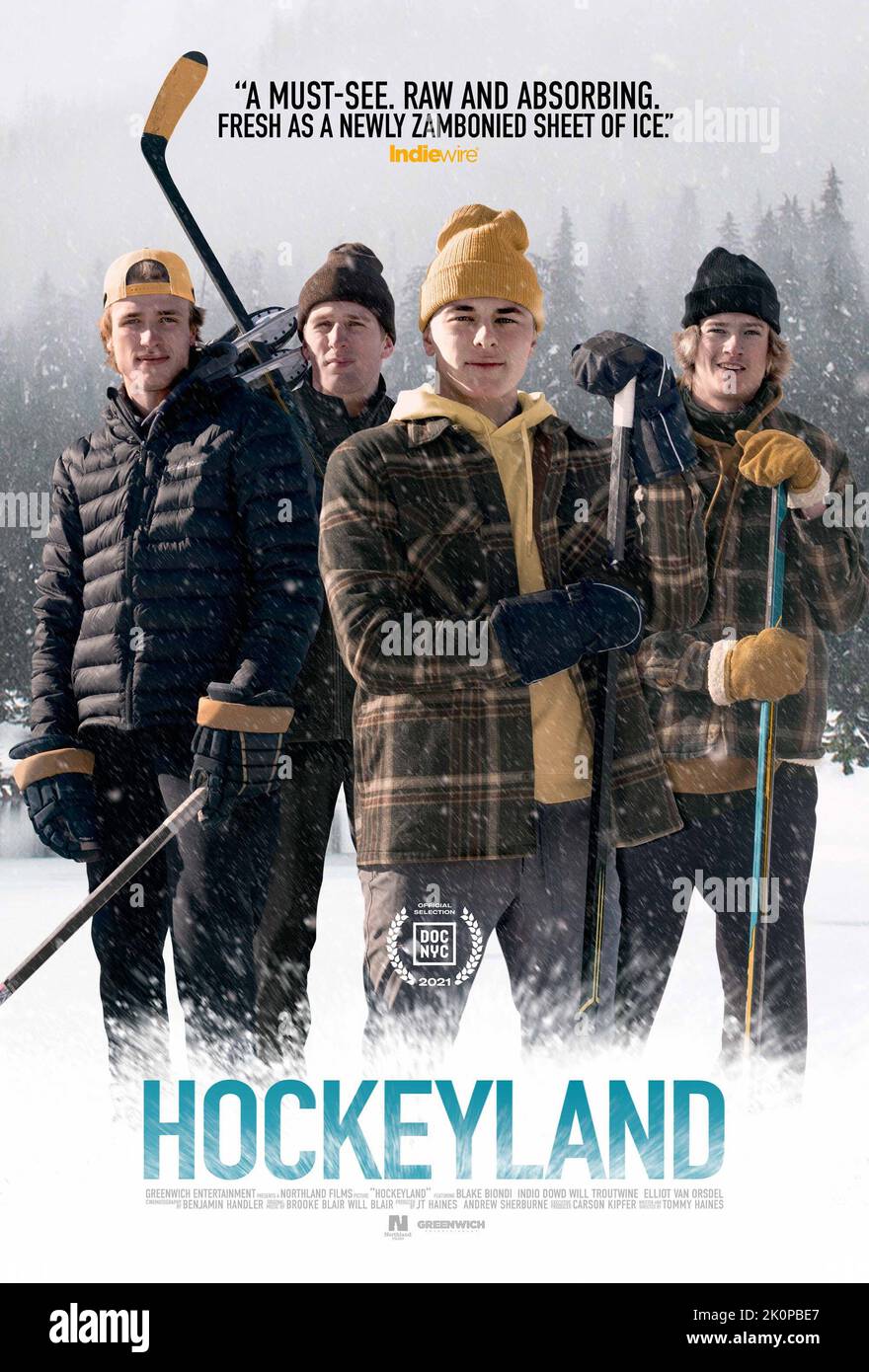 HOCKEYLAND, poster, from left: Will Troutwine, Blake Biondi, Indio Dowd ...