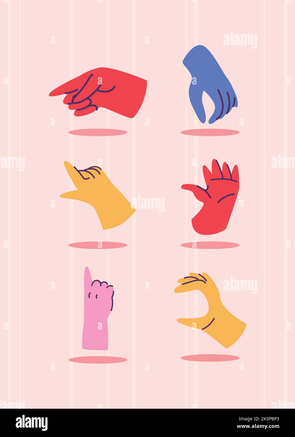 six flat hands gesture Stock Vector Image & Art - Alamy