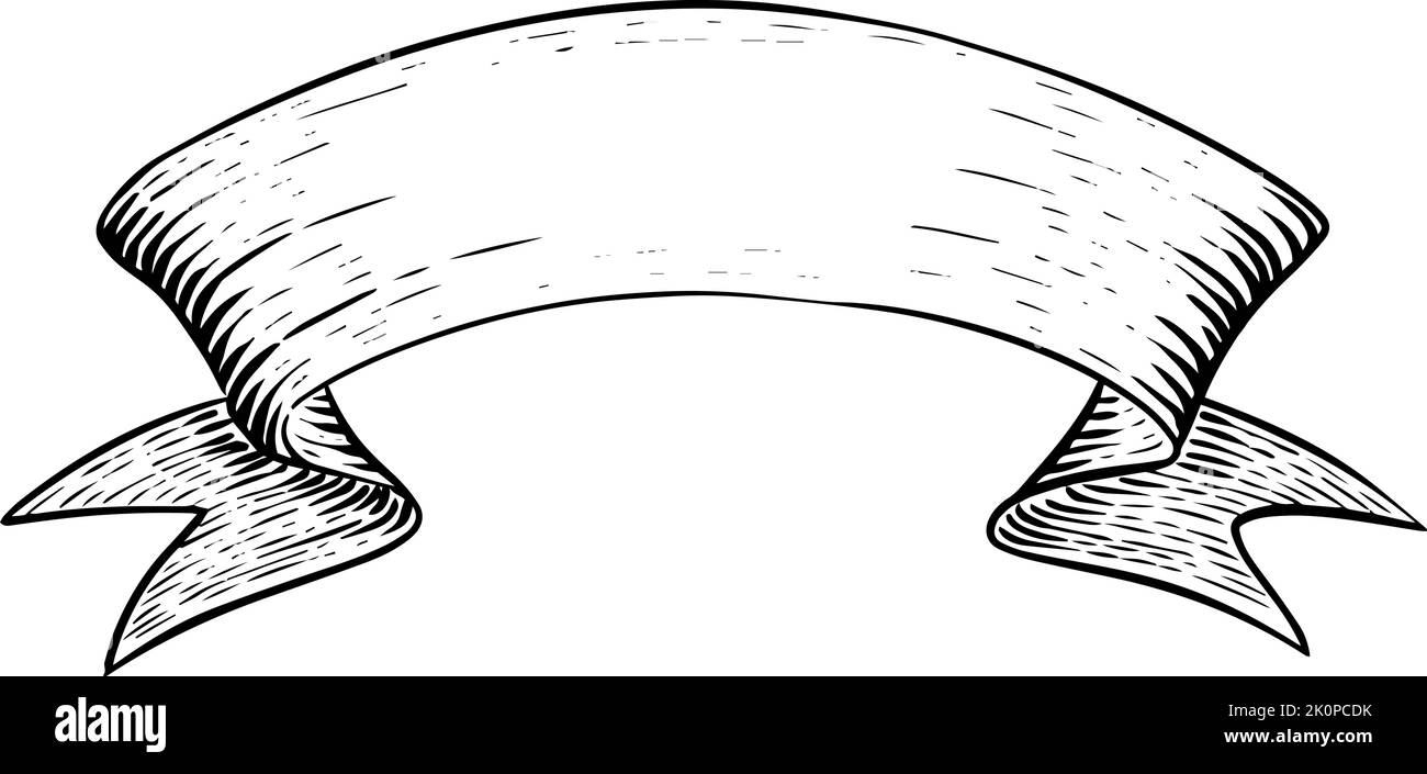 Hand drawn ribbon banners. Vintage elements vector illustration Stock ...