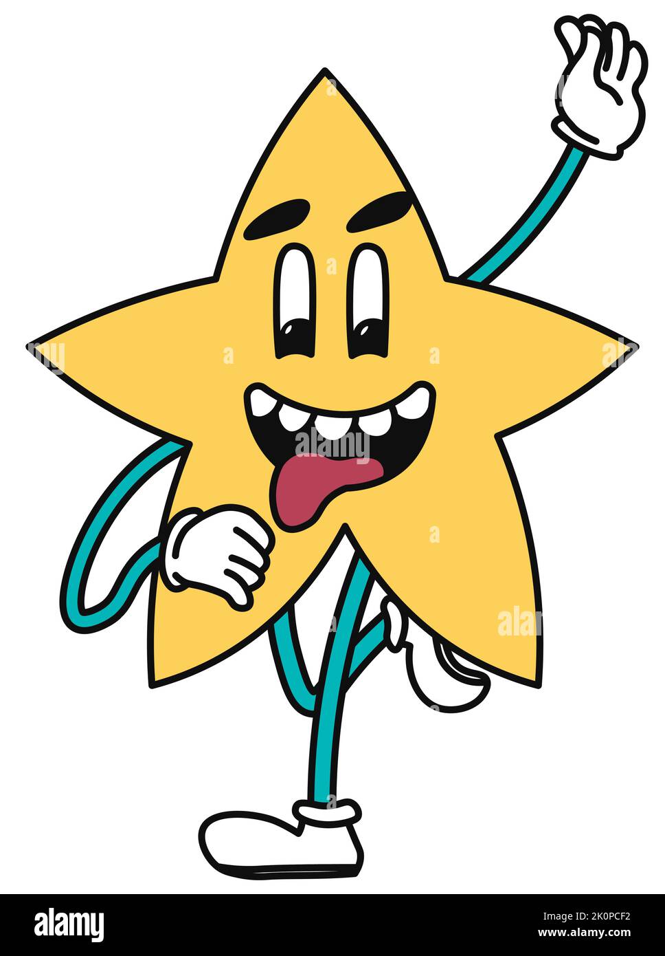 Dancing star character, cheerful personage sticker Stock Vector Image ...