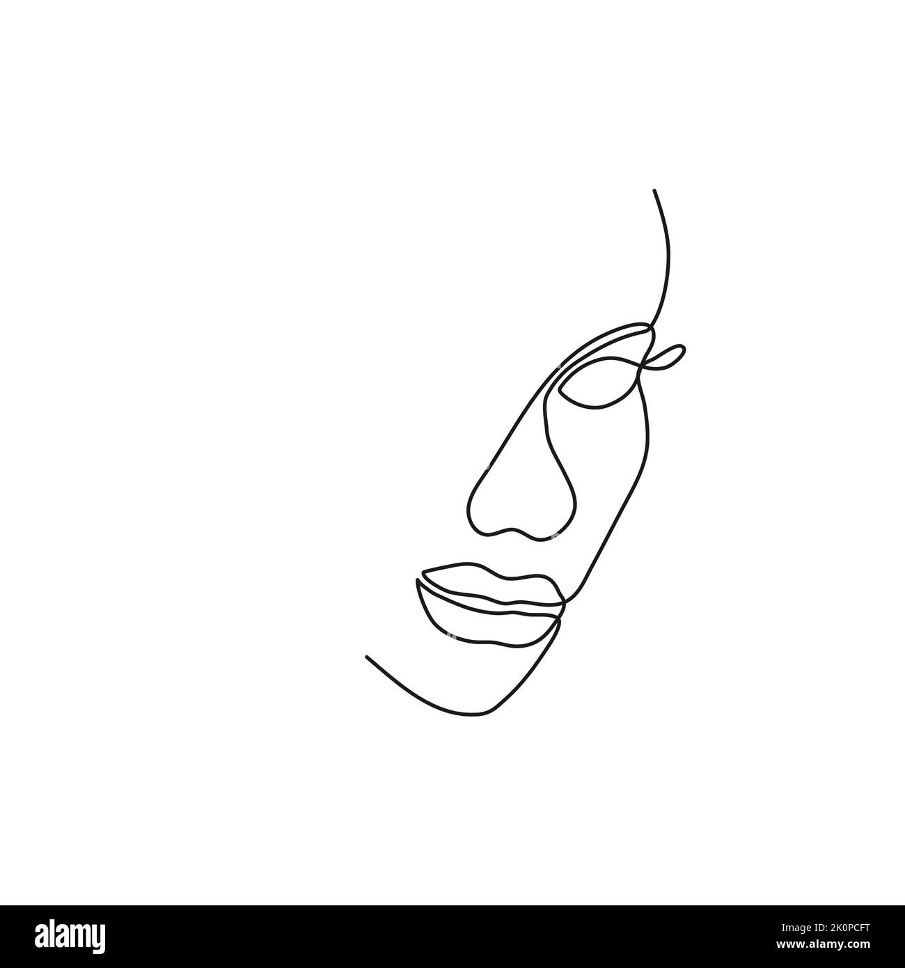 Woman face silhouette vector continuous line. Female face in simple ...