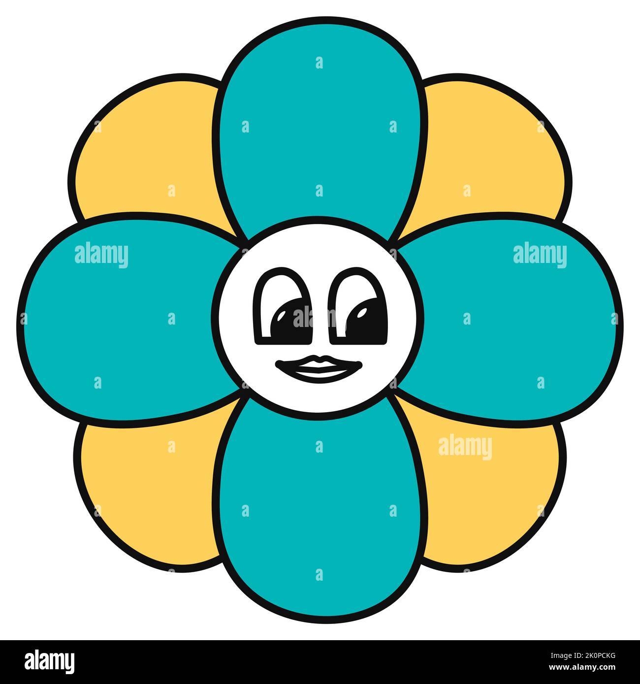 Sticker of smiling flower, blooming flora emoticon Stock Vector Image ...