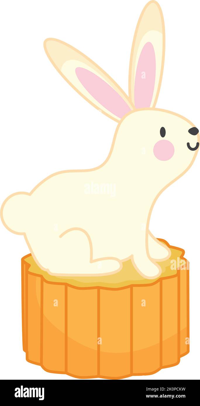 cute bunny on mooncake Stock Vector Image & Art - Alamy