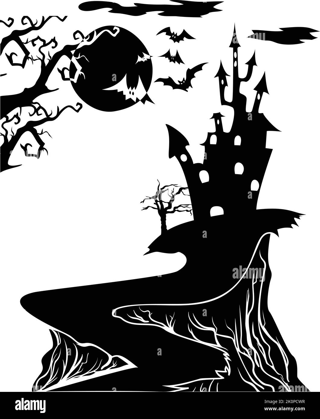 A design of a haunted house for Halloween isolated on a white ...