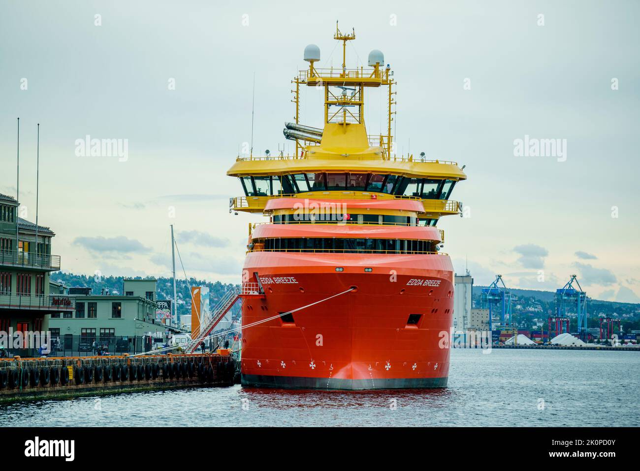 Oslo 20220912.The Norwegian offshore wind ship "Edda Breeze" is moored ...