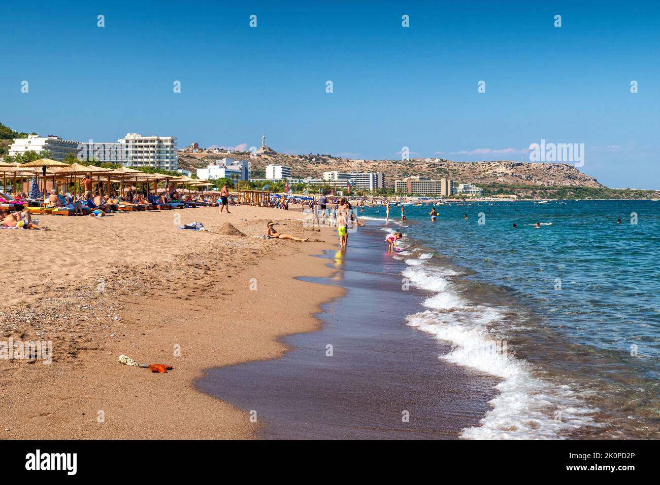 FALIRAKI, GREECE - JUN 29, 2022: People relaxing on sandy beach at ...