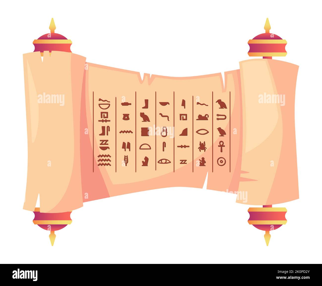 Old papyrus with hieroglyphs. Ancient manuscript scroll with egyptian ...