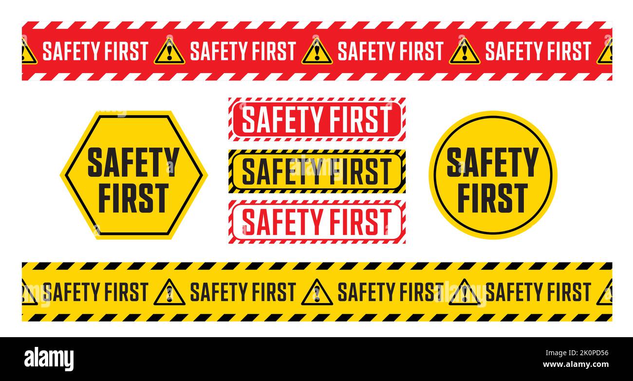 Banner safety first. Seamless tape, danger. Yellow police line. Danger ...