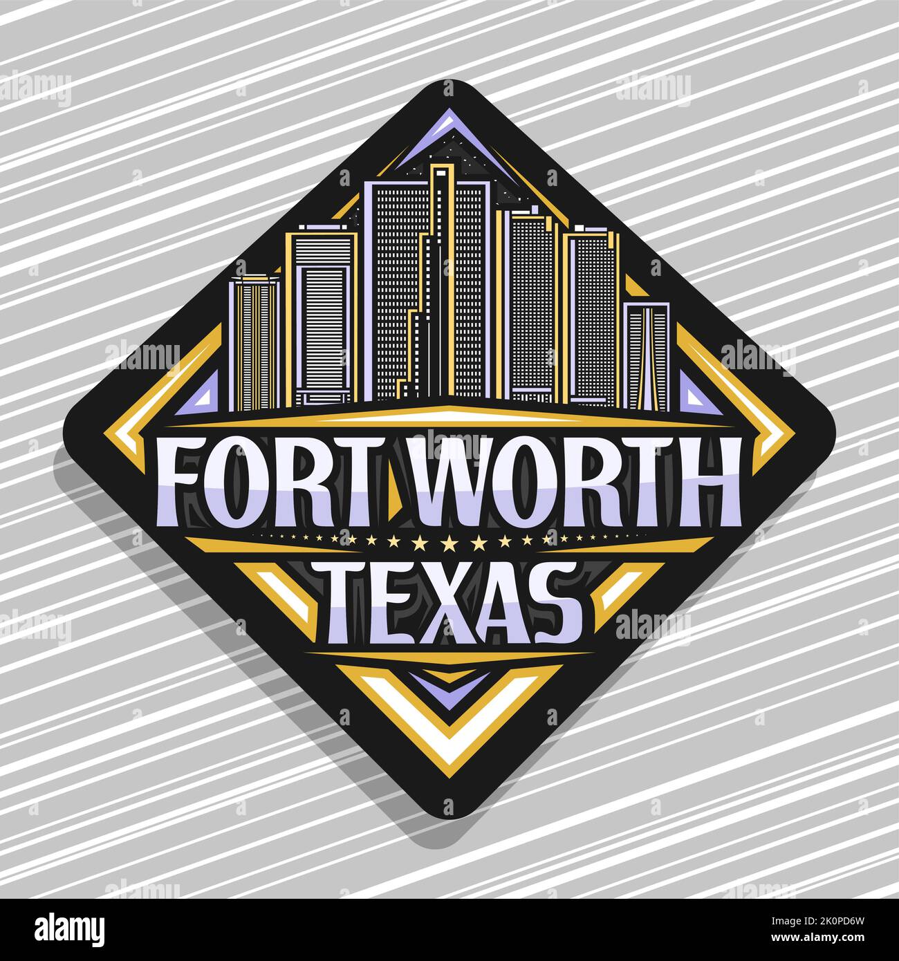 Vector logo for Fort Worth, black rhombus road sign with line ...