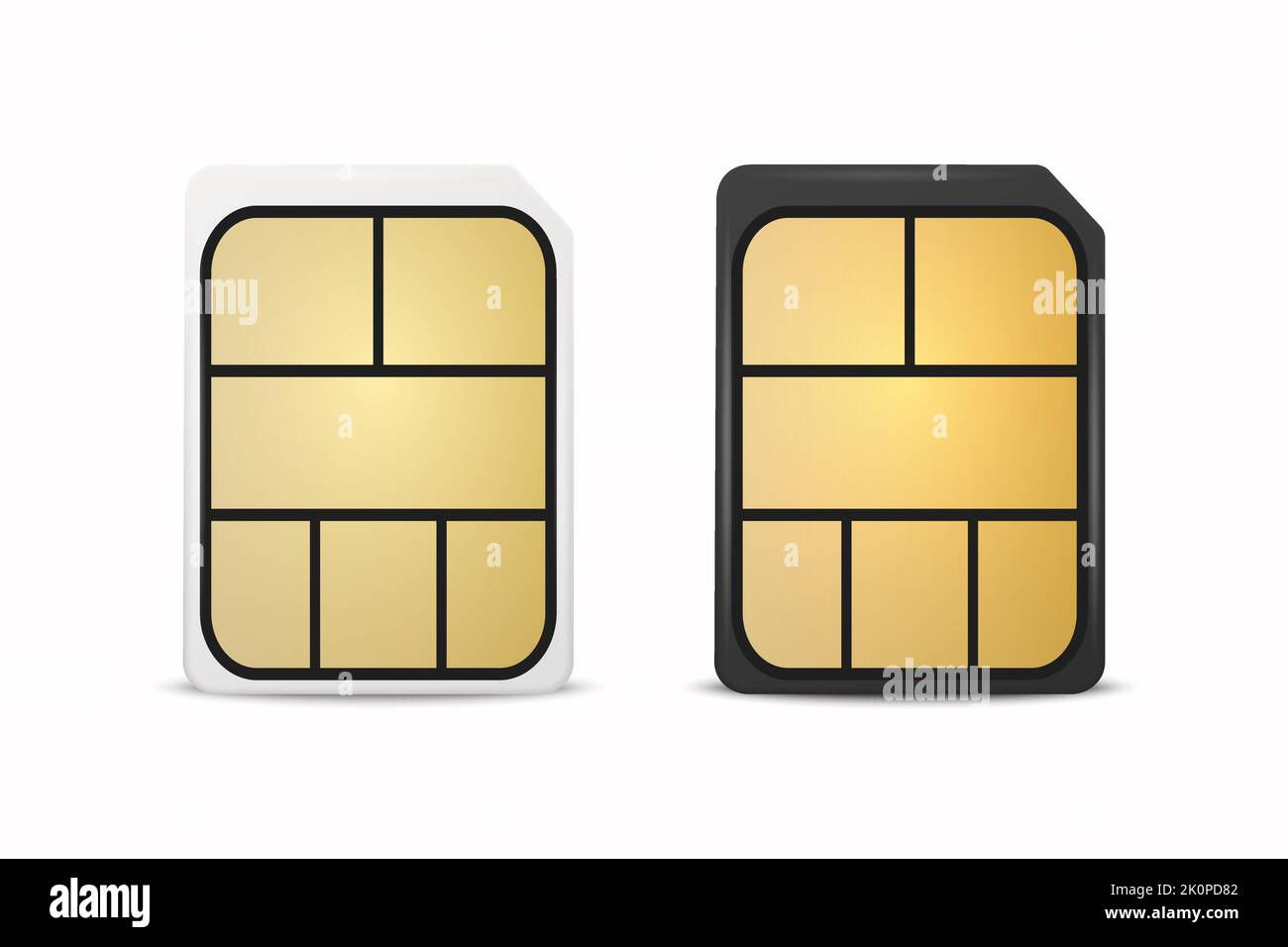 Vector 3d Realistic White and Black Plastic Nano Sim Card Template Set ...