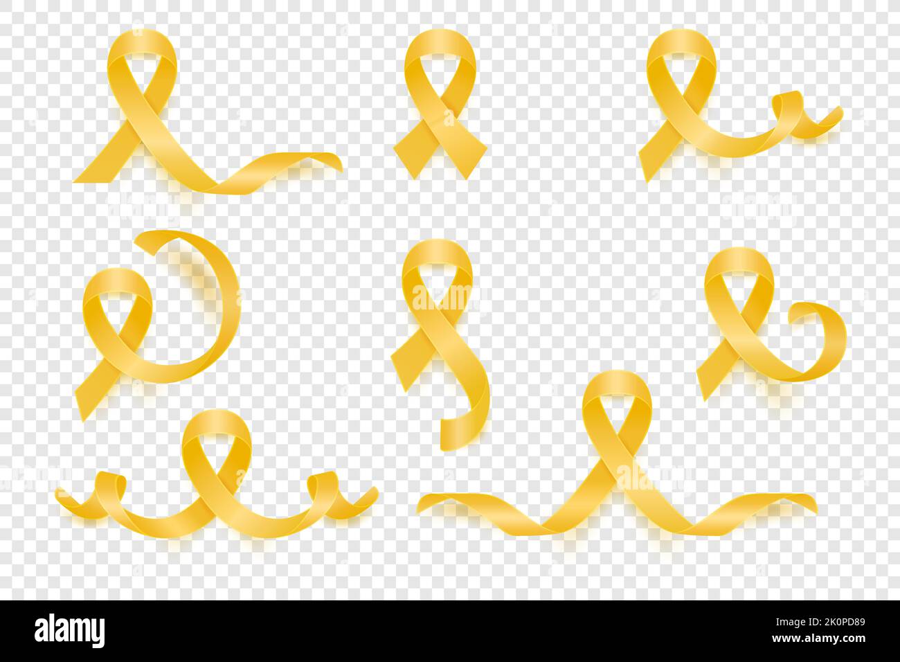 Vector 3d Realistic Yellow Ribbon Set. Sarcoma, Bone Cancer Awareness ...