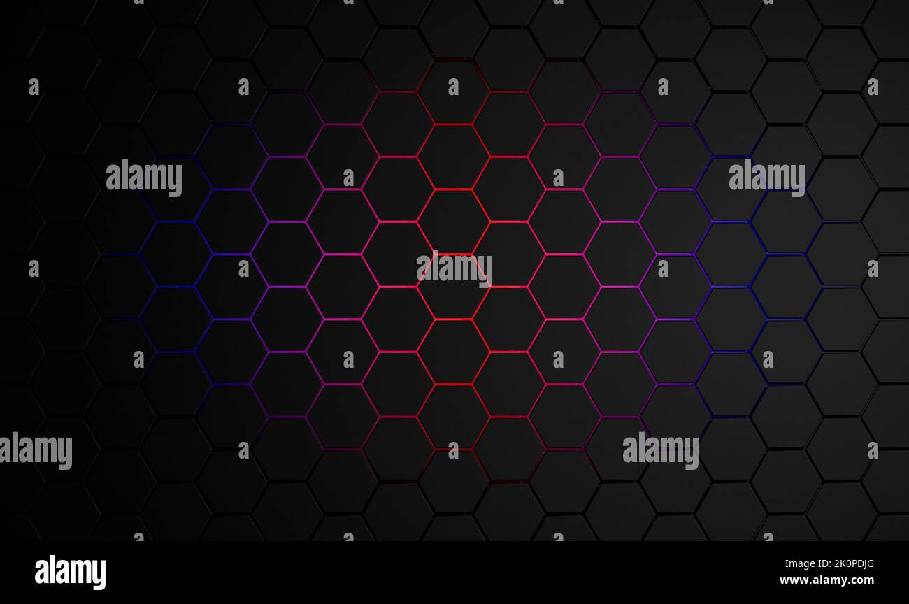 3d hexagon black background. Technology abstract geometry dark backdrop ...