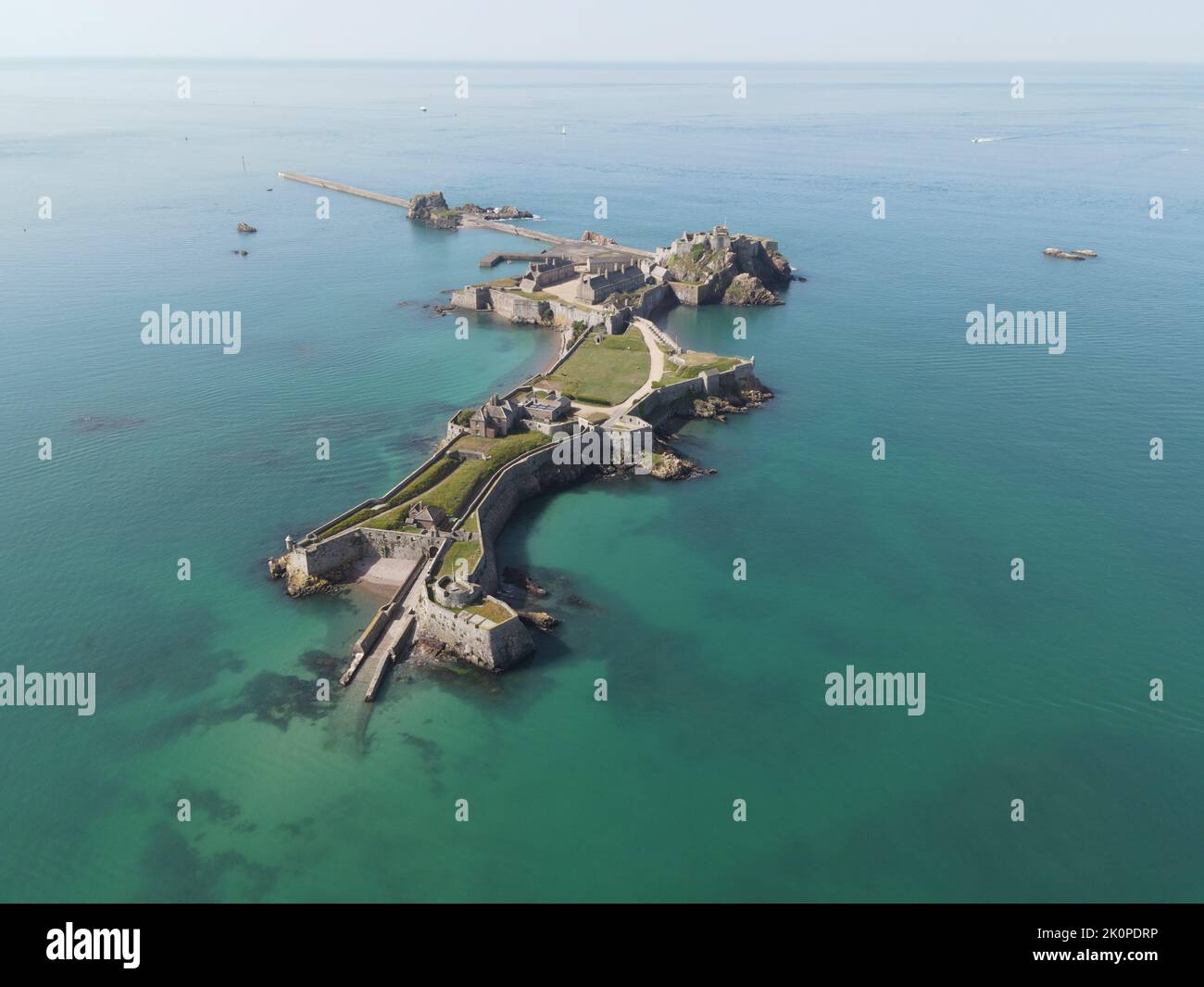 Elizabeth Castle from the air, Jersey, Channel Islands Stock Photo - Alamy