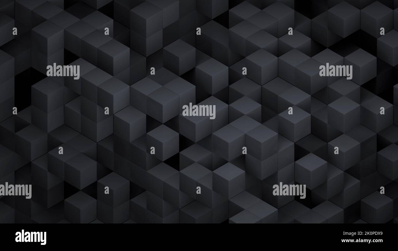 3d cubes abstract background. Black isometric digital technology ...