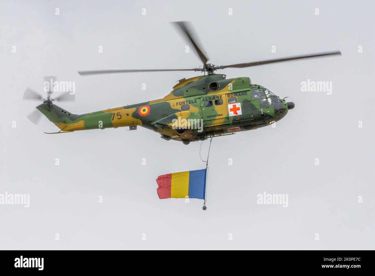 IAR-330 Puma military helicopter of the Romanian Air Forces on the ...