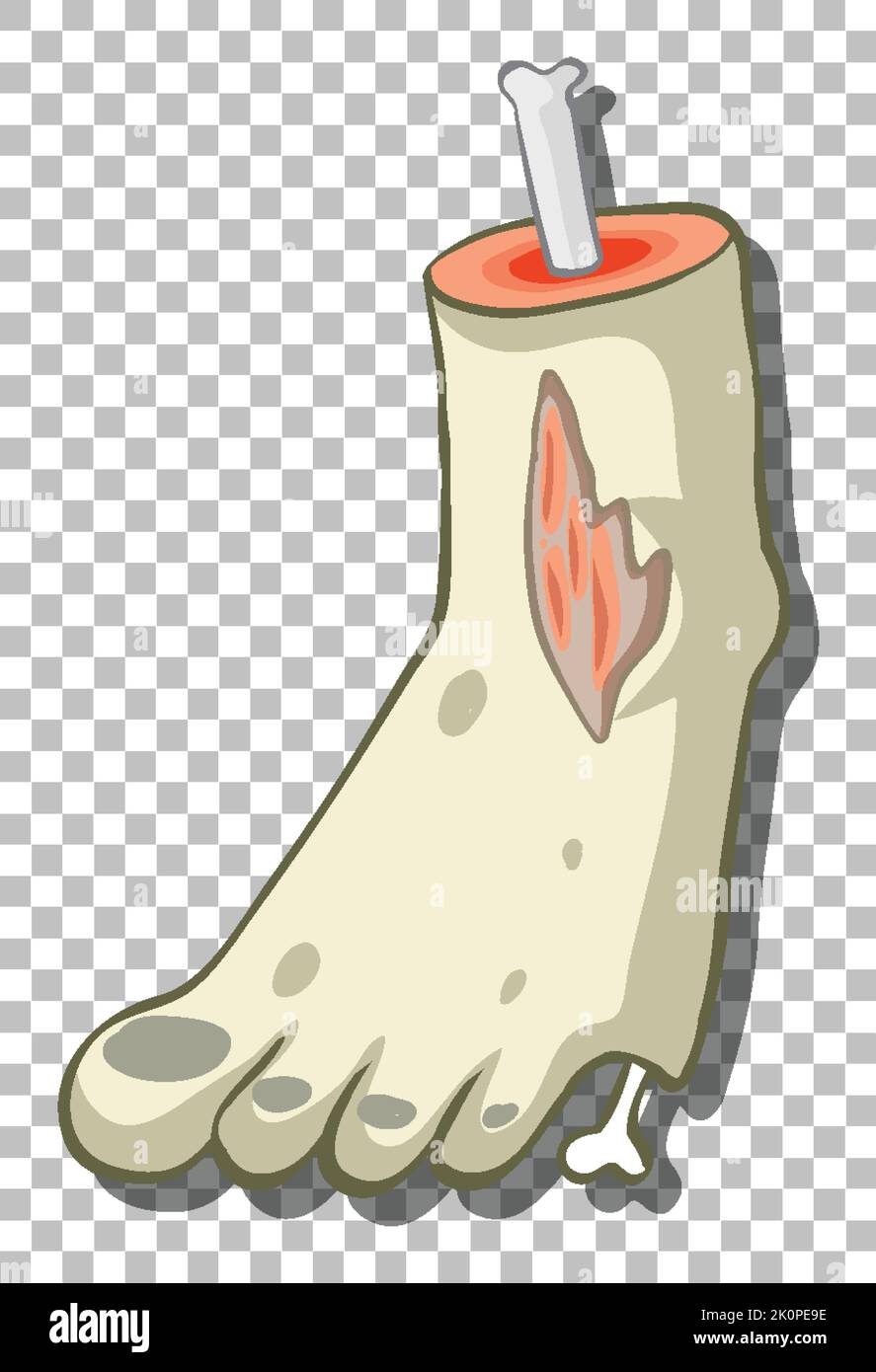 Creepy zombie foot isolated on grid background illustration Stock ...