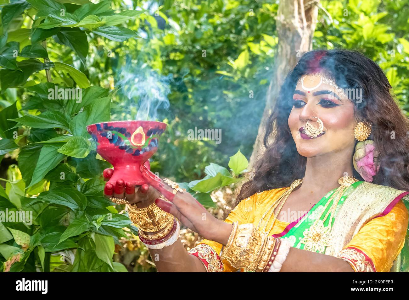 Married women performing dhunuchi dance on the occasion of Durga ...