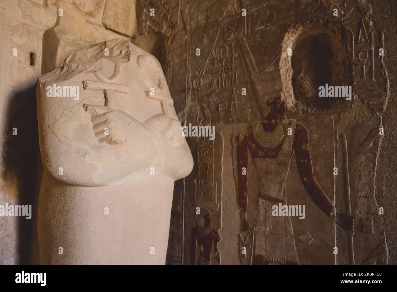 Ancient Egyptian God Statues in the Mortuary Temple of Hatshepsut near ...